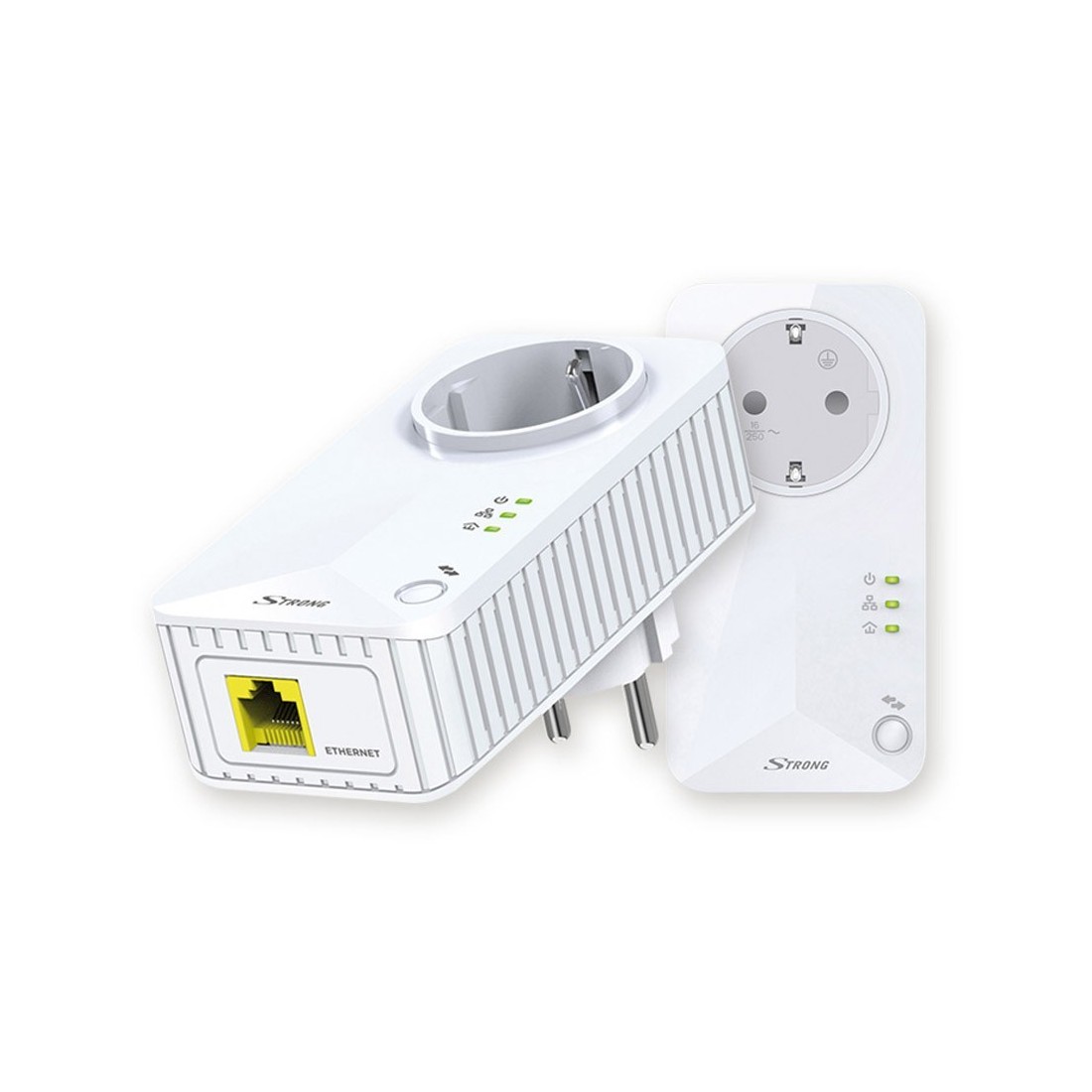 Kit PLC 500Mbps, X1 10/100 con enchufe incorporado. Cobertura 300 metros.
