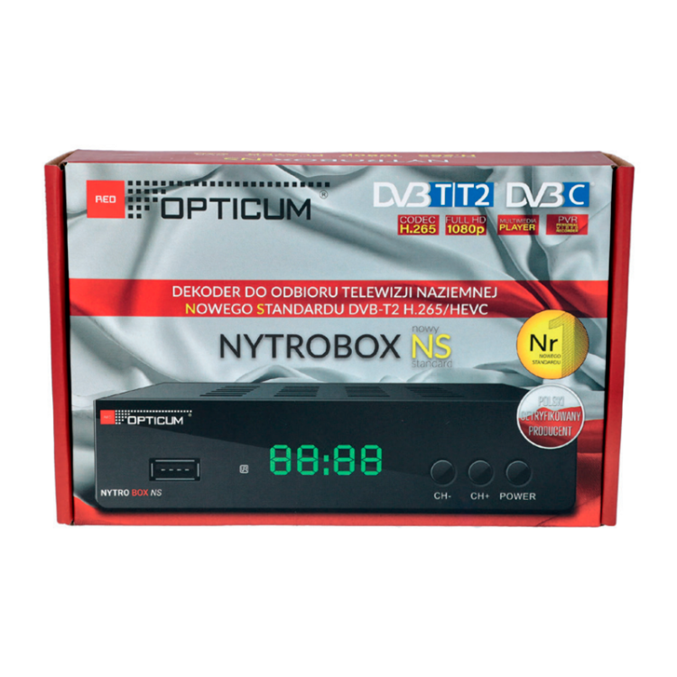 Receptor TDT (T2) Full HD. 1 USB, 1 SCART, 1HDMI. PVR Ready. MPEG2, MPEG4. HEVC H.265