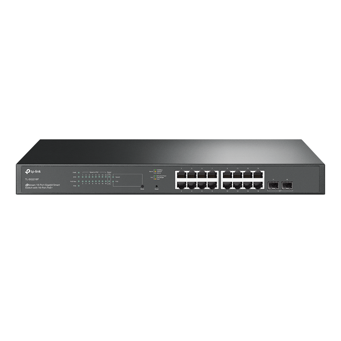 Switch Smart OMADA de 16 puertos Gb PoE 150W, x2 puertos SFP ,para rack 19"