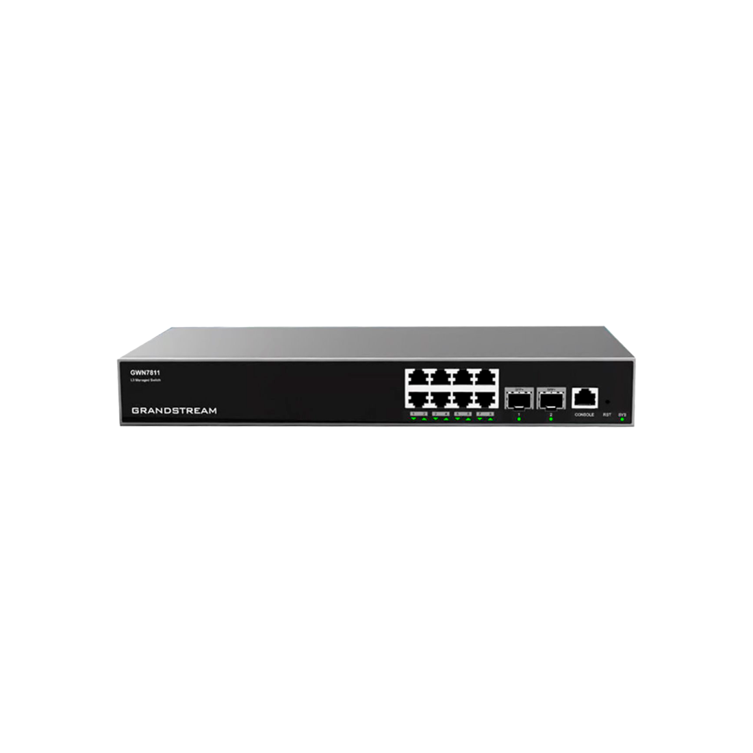 Switch gestionable L3, x8Gb, x2 SFP+. Sobremesa / Pared. Sin ventilador