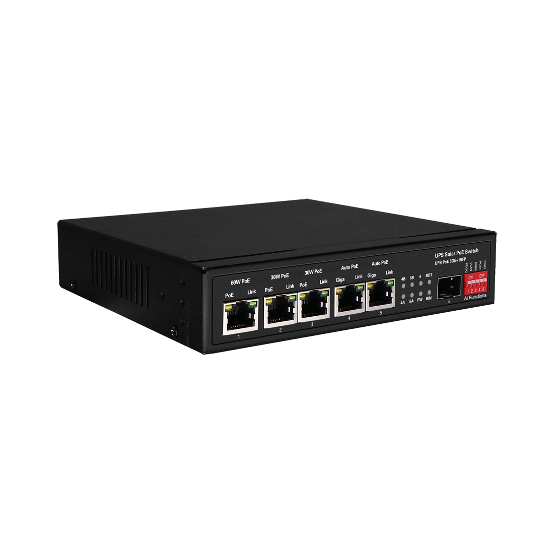 Switch de 5 puertos 10/100/1000 POE+, +1 SFP