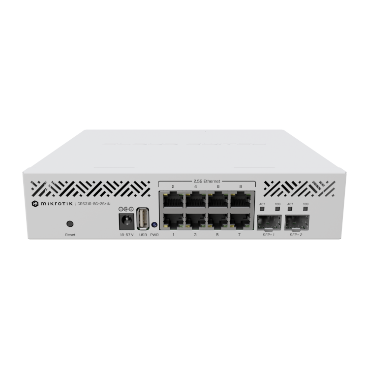 Cloud Router 800Mhz, 256Mb RAM, x8 puertos 2.5Gb y x2 SFP+, L5, RouterOS