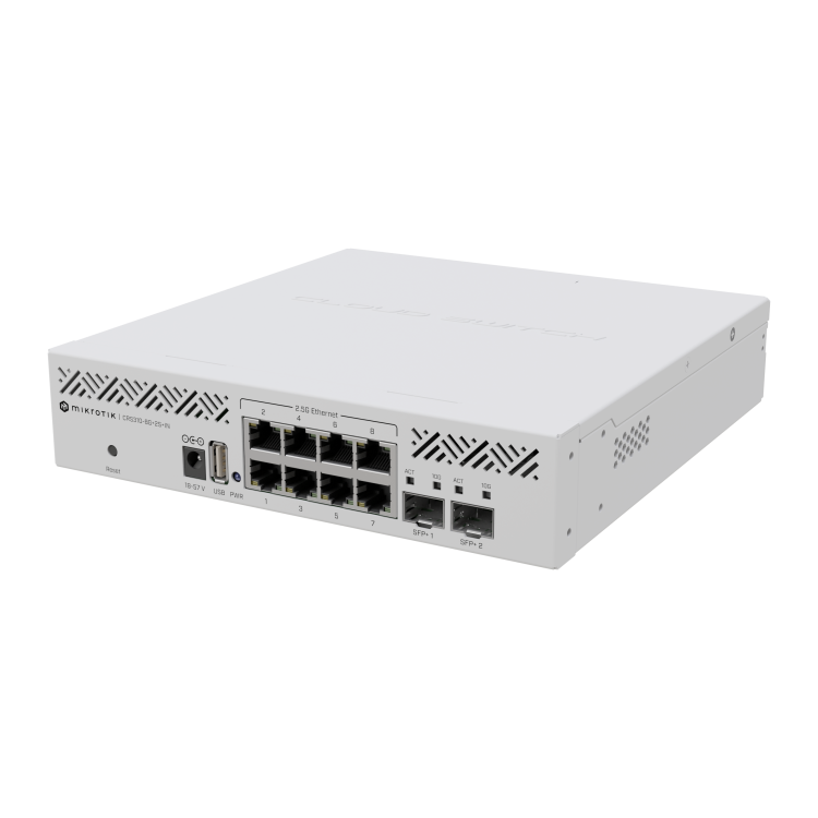 Cloud Router 800Mhz, 256Mb RAM, x8 puertos 2.5Gb y x2 SFP+, L5, RouterOS
